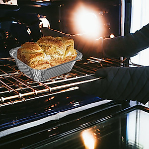 iHomeSet 60 Pack 1 lb Rectangular Disposable Aluminum Foil Pan 16 oz Take Out Food Containers with Clear Plastic Dome Lids, for Catering, Baking, Roasting Food