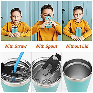 Vermida Kids Tumbler with Straw and Lid,12oz Spill Proof Toddlers Straws Cups with Lids,Stainless Steel Double Wall Insulated Smoothie Sippy Cup with Straws Keeps Drinks Cold & Hot