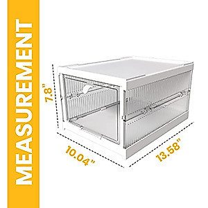 Utopia Home 3 Layers Foldable Shoe Organizer,Clear Plastic Stackable Shoe Organizer for Closet,Space Saving Shoe Storage Box,Foldable Shoe Storage Cabinet