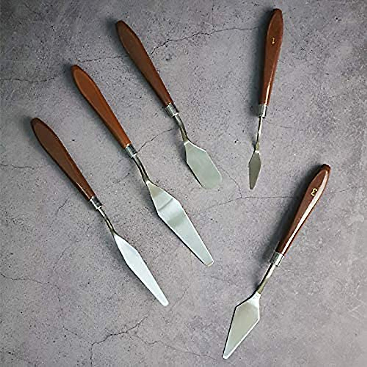 Cake Cream Spatula 5 Pieces/Set Stainless Steel Frosting Spatula Baking Pastry Tool Mixing Scraper Set Cake Icing Oil Painting Decorating Scraper Cream Toner Tool