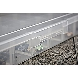 SE Large Plastic Translucent Storage Container with 18 Adjustable Sections - 87064DB