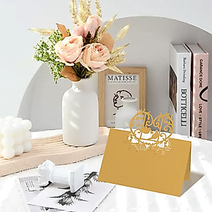 Ecrifrion Wedding Place Cards for Table Setting 50 Pack Hollow Heart-Shaped Love Birds Tent Place Cards Table Seating Name Cards for Wedding Party Engagement Anniversary Banquet Decoration