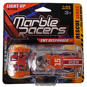 Marble Racers Light Up 1:43 Scale First Responder Car with Quick Shot Pull-Back Motor - EMT