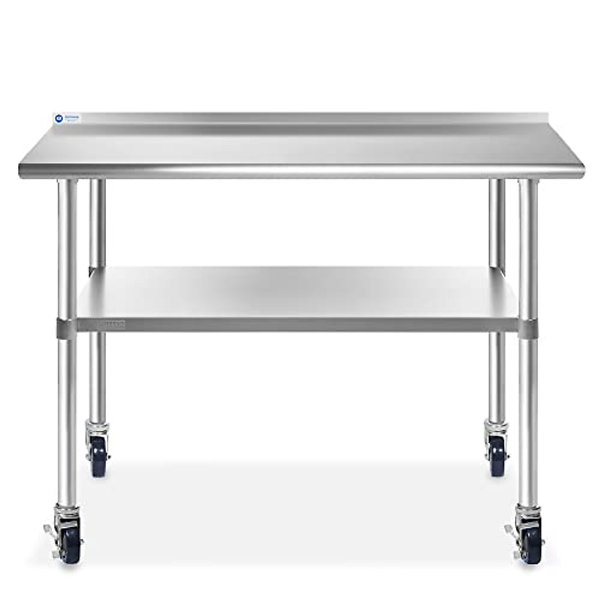 GRIDMANN Stainless Steel Table 72 in. x 30 in., NSF Commercial Kitchen Prep & Work Table w/ Backsplash and Wheels
