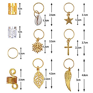 YMHPRIDE 140 Pieces Dreadlock Jewelry Aluminum Dreadlocks Beads Metal Hair Cuffs Hair Rings Shell Charms Hair Coils Braiding Hair Pendants Decoration Clips