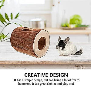 TDDGG 1 Pc Chinchilla Natural Tree Hole Tunnel Toy Hamster Wooden House Tree Trunk Hamster Hideout Pet Supplies Squirrel Feeder
