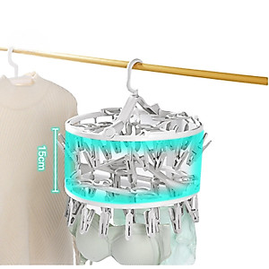 FlyNautics Foldable Laundry Clips for Drying Clothes, 24 clothespins 360° Rotatable Clothes Drying Rack,Plastic drip Hanger Drying Rack for Shoes Socks, Bras, Lingerie, Clothes White