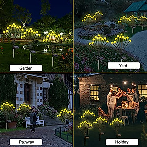 Solar Garden Lights, 10LED Solar Powered Firefly Lights, 2Pack Solar Outdoor Lights, Solar Lights, Swaying Garden Lights with 2Mode Twinkling / Steady-ON for Yard Garden Pathway Patio, Warm White