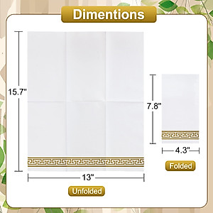 250 Pcs Paper Napkins Disposable, 3-Ply Guest Paper Hand Towels for Bathroom, Soft and Absorbent Christmas Dinner Napkins Thansgiving Party White and Gold Napkins for Kitchen, Weddings or Events