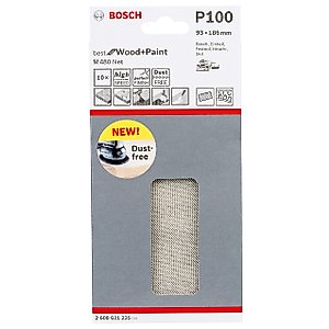 Bosch Professional 2608621235 G100, Set of 10 Sanding Sheets M480 Best (Wood and Paint, 93 x 186 mm, Grit P100, Accessories for Orbital Sanders), Beige, 93 x 10 x 186 mm, Pieces