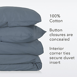 Nate Home by Nate Berkus 300TC 3-Piece Luxe Cotton Sateen Duvet Cover | Ultra Soft, Cool, Bedding Set from mDesign - Full/Queen Size - 1 Duvet Cover/2 Pillow Shams, Whale (Navy Blue)