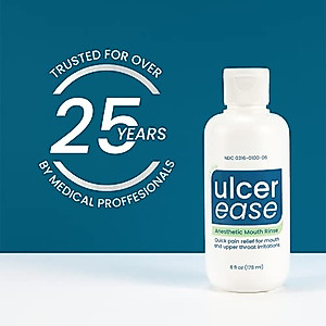 UlcerEase Anesthetic Mouth Rinse, Bottle, Updated Packaging, 6 Fl Oz