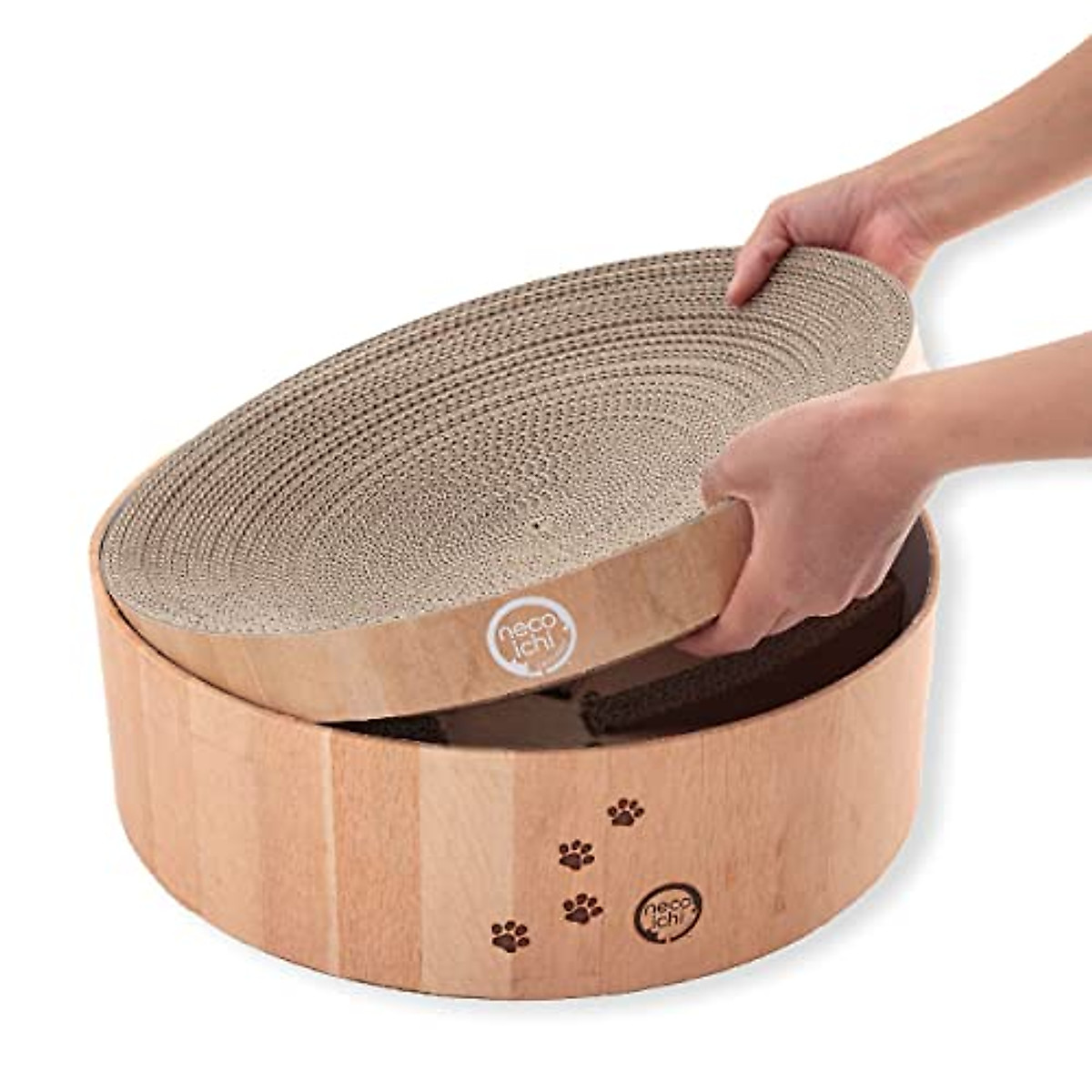 Cozy Cat Scratcher Bowl Replacement Pad (2 Pack), 100% Recycled Paper, Chemical-Free Materials (Regular, Oak)