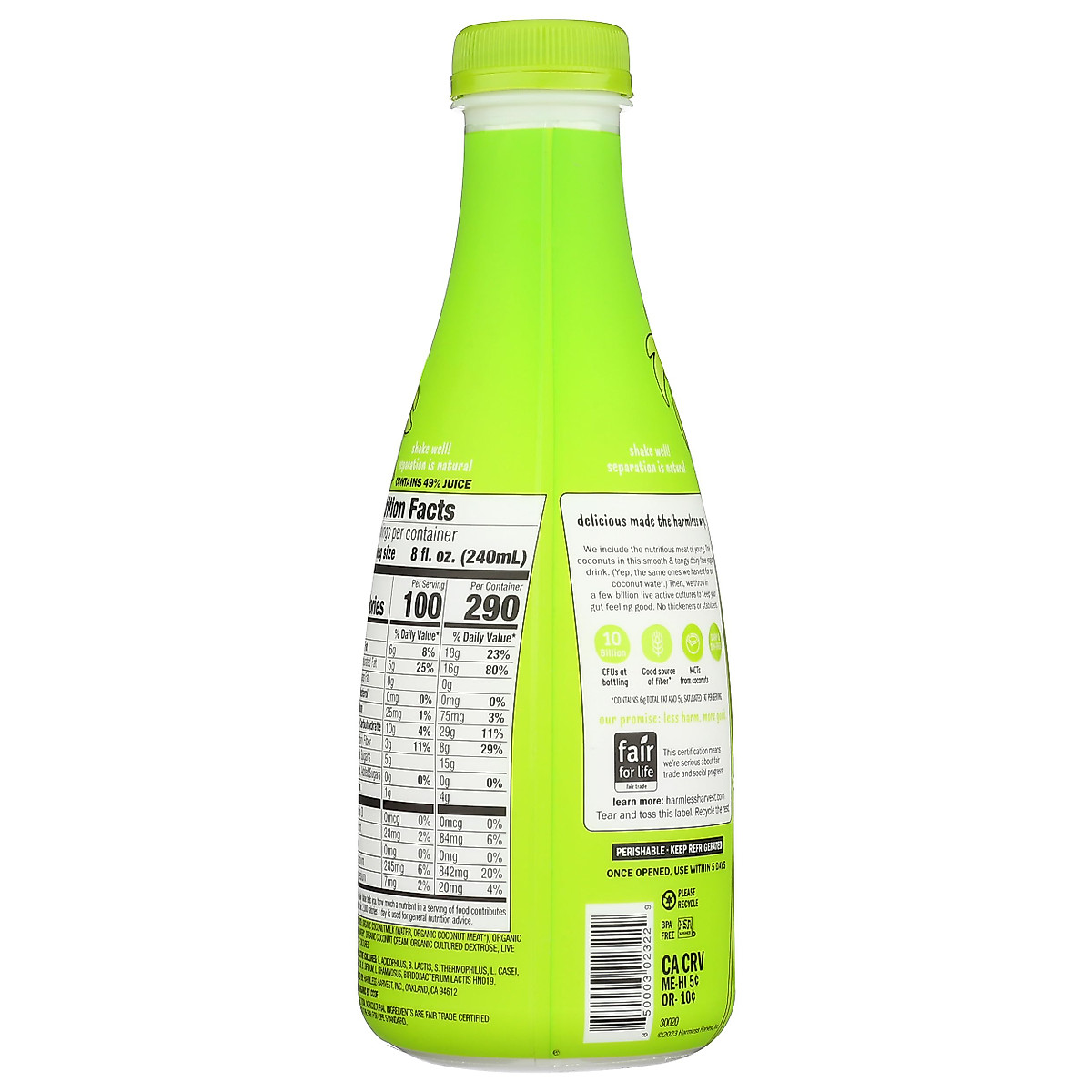 Harmless Harvest Dairy-Free Drinkable Yogurt - Unsweetened, 24 Fl Oz, 1.5 pound (pack of 1)