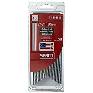 Senco A302509 15 Gauge by 2-1/2-Inch Electro Galvanized Finish Nail