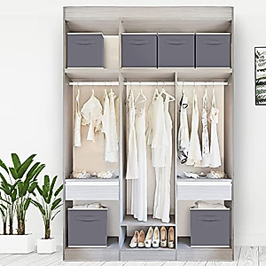 FabTotes Storage Bins 6 Pack Collapsible Storage Cubes, 11"x10.5"x10.5" Large Toy Book Organizer Boxes with Handles and Label Card & Label Holder, Baskets for Organizing Closet Shelves (Grey)