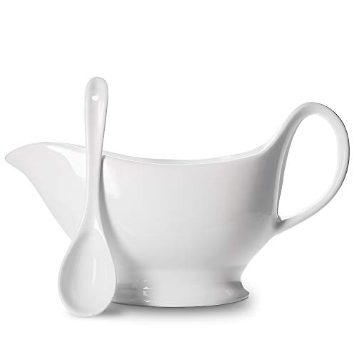MaKar Gravy Boat, 15 oz, Spoon, Gravy Boat for Salad Dressings Milk, Sauce, Broth, Creamer, Microwave & Dishwasher Safe