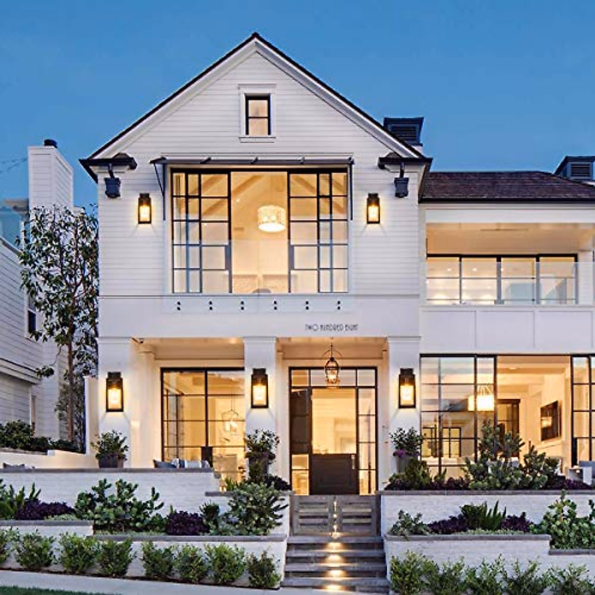 PARTPHONER Outdoor Light Fixtures Wall Mount, Porch Light with 2 LED Bulbs, Exterior Light Fixture Waterproof Anti-Rust Wall Sconce with Clear Glass and Black Aluminum for Garage, Doorway-2 Pack