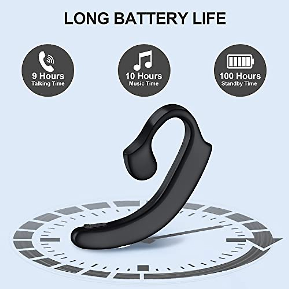 Bluetooth Headset Bone Conduction Headphones Cell Phones Earpiece Wireless Bluetooth Headphones Open Ear With Microphone Stereo Sport Workout Earphones for iPhone Android for Running Driving, Black