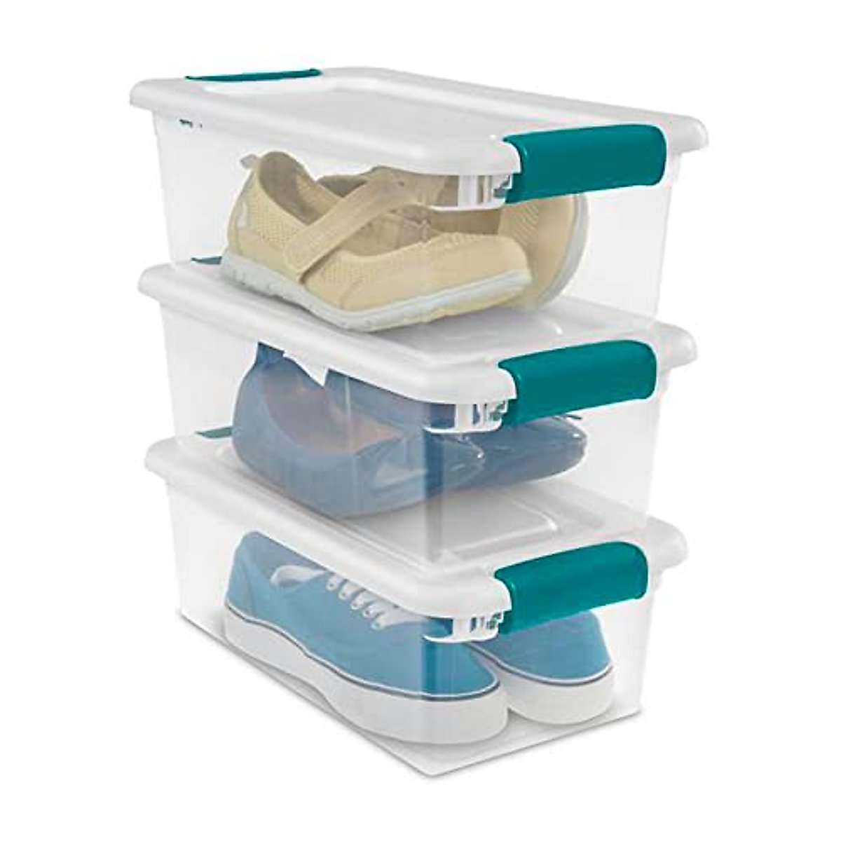Sterilite Plastic 6 Quart Stacking Storage Box Container with Latching Lid for Home, Office, Workspace, and Utility Space Organization, 48 Pack