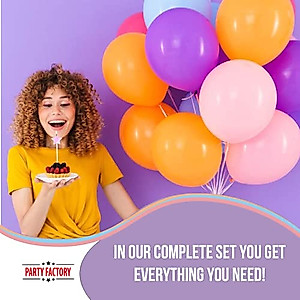 Party Factory Helium bottle for up to 50 Balloons incl. Latex Balloons, Helium Cylinder 14 cu. ft. Gas with filling quantity for Balloons, Ideal for Party, Events