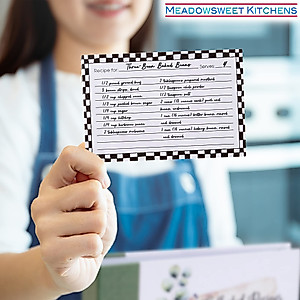 Meadowsweet Kitchens Recipe Card Set - 25 Double Sided Recipe Cards 4 x 6 Inch, Perfect Size Blank Cards for a Recipe Card Box, Make Your Own Personalized Recipe Book - Abstract Café