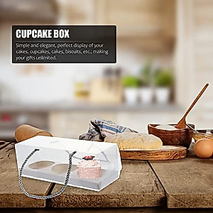 Cabilock Bakery 10PCS Cupcake Boxes Cupcake Carrier With Window Handle 3 Holes Cupcake Boxes Cupcake Containers for Cookies Muffins Treats and Cookies for Graduation Birthday Gifts Mini Cake Boxes