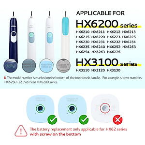 Kuflant Rechargeable Electric Toothbrush Battery Replacement for Philips HX3110 HX3120 HX3130 HX6210 HX6220 HX6230 HX6240 HX6250 HX681701 HX681050 HX625481 HX6263 HX6275 800mAh 2.4v NI-MH