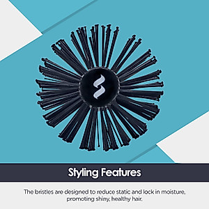 Spornette Double Stranded XL Round Brush, Nylon Bristles - Round Brush for Straightening, Anti-Frizz, Detangling, Volumizing - Styling for Wavy & Curly, Medium & Long Hair Lengths (2.25 Inches)
