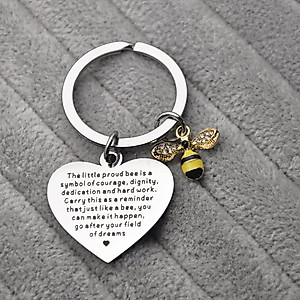 Zolivie Bee Keychain-Inspirational Keyring for Graduation Farewell Birthday-Motivational Key Chain- For Him/Her-Colleagues Friends-Handbags & Purse Charms