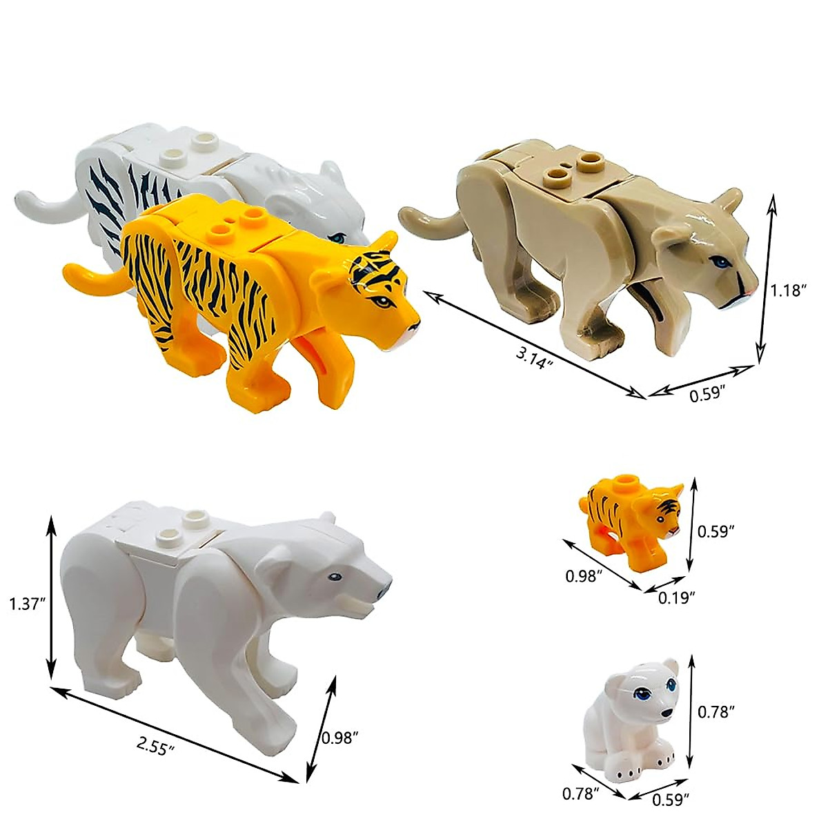 MIUTRUE 12pcs Animals Mini Figures Friends Sets with Baby Building Block Farm Zoo Animals Toy for Boys Girls 6-7-8-9-10-11-12 Kits Tiger Leopard Bear