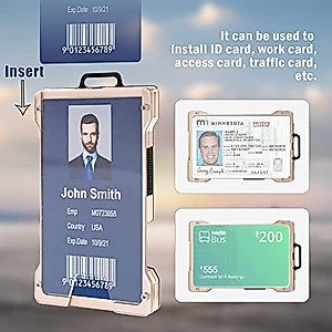 Minimalist Wallet for Men Rfid Blocking, Credit Card Holder & Money Clip, Slim Carbon Fiber Wallet, with 1 Clear Window ID Badge Holder, Compact Womens Wallet (Desert Gold)