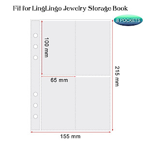 LingLingo Jewelry Organizer Travel Earring Case Box Transparent Jewelry Storage Book Clear Binder Zippered Bag For Necklace Bracelet Holder With Small Anti Tarnish Pouches
