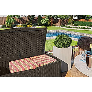 Suncast 124 Gallon Resin Extra Large Deck Storage Cabinet, Mocha Herringbone