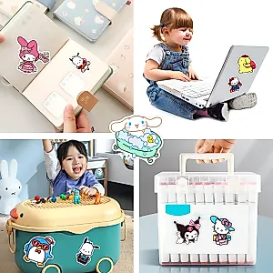 PIRTYNNUF 69Pcs Cute Sanriio Kawaii Stickers for Water Bottle Laptop Phone Case Luggage Notebook Skateboard Lunchbox Stickers for Kids Teen Adults