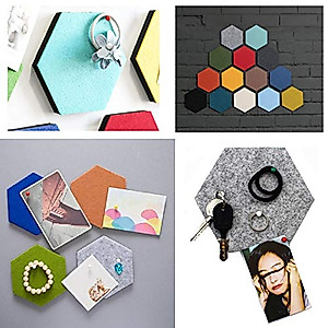 Felt Wall Stickers, Bulletin Board Cork Board Tiles Set, Hexagon Pin Board Self Adhesive for Office Classroom Photos Memos Display Board Pads Pictures Drawing Goals Notes Colorful Foam Nursery Decor