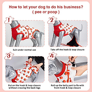 V.PET.B.R Dog Surgery Recovery Suit,Female Male Dog Onesie for Spay Neuter,Substitute E-Collar & Cone,Anti-Licking Breathable Onesie for Small Medium Large Dogs,Strawberry M