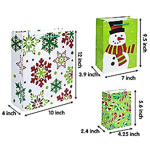 JOYIN 20 Christmas Goody Gift Bags with Handles Assorted Sizes, Holiday Paper Goodie Bag for Xmas Gift-Giving, Classroom and Party Favors