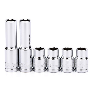 MIXPOWER 6PCS 3/8"Drive 10mm Deep&Shallow Socket, CR-V, Metric, Mirror Finish, 6 Point & 12 Point