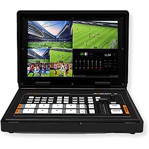 AVMATRIX PVS0403U Portable SDI/HDMI Video Switcher, 10.1-incch FHD IPS LCD Monitor, USB for Capturing and Streaming, T-bar/Auto/Cut Transitions, Scaled Output and Multiview, 2PIP/POP, Logo Overlay