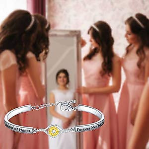 FEELMEM Bridesmaid Jewelry Today My Maid of Honor Forever My Best Friend Sunflower Bracelet Bridesmaid Proposal Gift