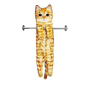 Cat Funny Hand Towels for Bathroom Kitchen Decor Cat Towel,Cute Decorative Hanging Washcloths Face Towels,Super Absorbent Soft, Housewarming Gift,Funny Gifts,Cat Lovers/Cat Mom Gifts for Women（Orange）