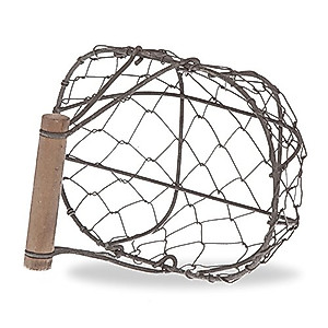 The Lucky Clover Trading Small Oblong Wire Mesh Fixed Handle Basket, Brown