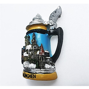 Beer Mug Munich Germany Refrigerator Magnet Travel Souvenir Fridge Decoration 3D Magnetic Sticker Hand Painted Craft