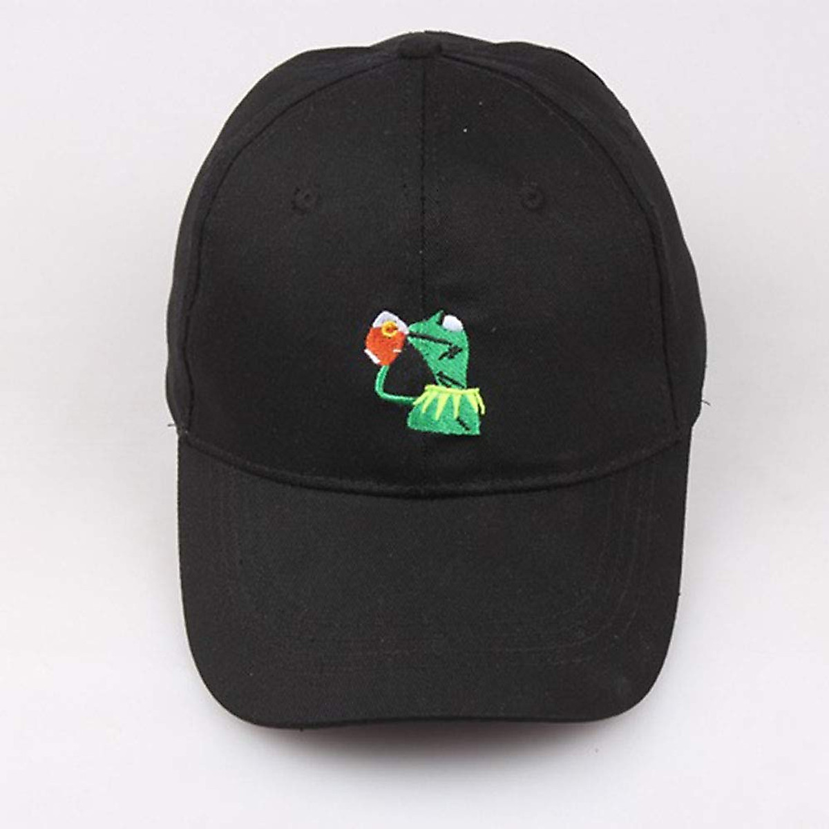 The Frog Dad Hat Baseball Cap Sipping Sips Drinking Tea Champion Adjustable Snapback Hip Hop Cotton Baseball Cap Black