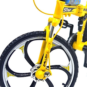 Lynkaye 1pcs Mini Bike Finger Mountain Bike Zinc Alloy Finger Mountain Bike Mini Bicycle Model Cool Boy Toy Decoration Crafts for Home,Bedroom,Living Room,Office,Study Decoration (Yellow)