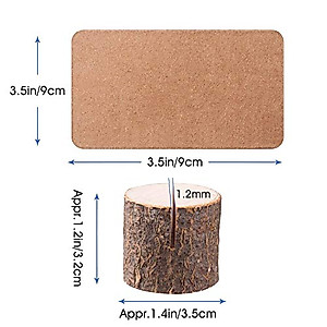 Toncoo 18Pcs Premium Wood Place Card Holders and 30Pcs Kraft Table Place Cards, Rustic Table Number Holders, Wood Photo Holders, Ideal for Wedding Party Table Name and More