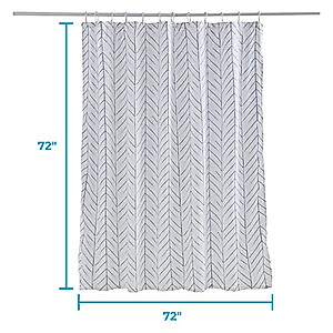 Linenspa Blue Herringbone Shower Curtain –Water Resistant, Wrinkle Resistant, Machine Washable, Polyester Shower Curtain - Dorm Room Essentials 72 x 72