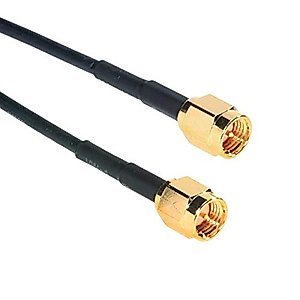 Amphenol CO-174SMAX200-004 Black RG174 SMA Coaxial Cable, 50 Ohm, SMA Male to SMA Male, 4'