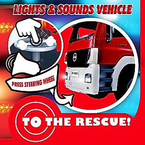 Toy Trucks for Toddlers – Trucks for 3 Year Old Boys and Girls – Deluxe Fire Truck Toy for Kids – Lights and Sound Effects – Cab Tilts and Button Roofs – Ideal for Birthday, Outdoor Play